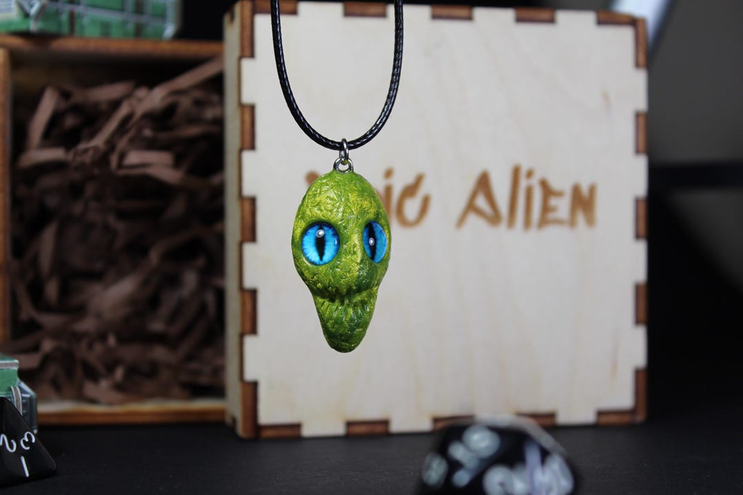 Unique Alien Necklace, Alien Buddy Jewelry, Handmade Polymer Clay Chain ...