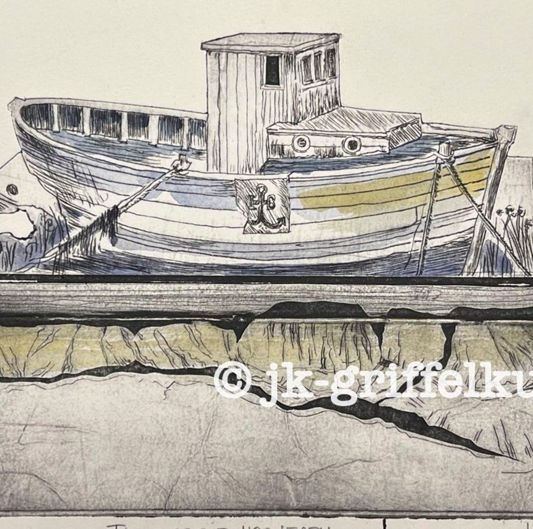 Etching. Fishing Boat, Original Etching, Limited Edition and Signed. - Etsy