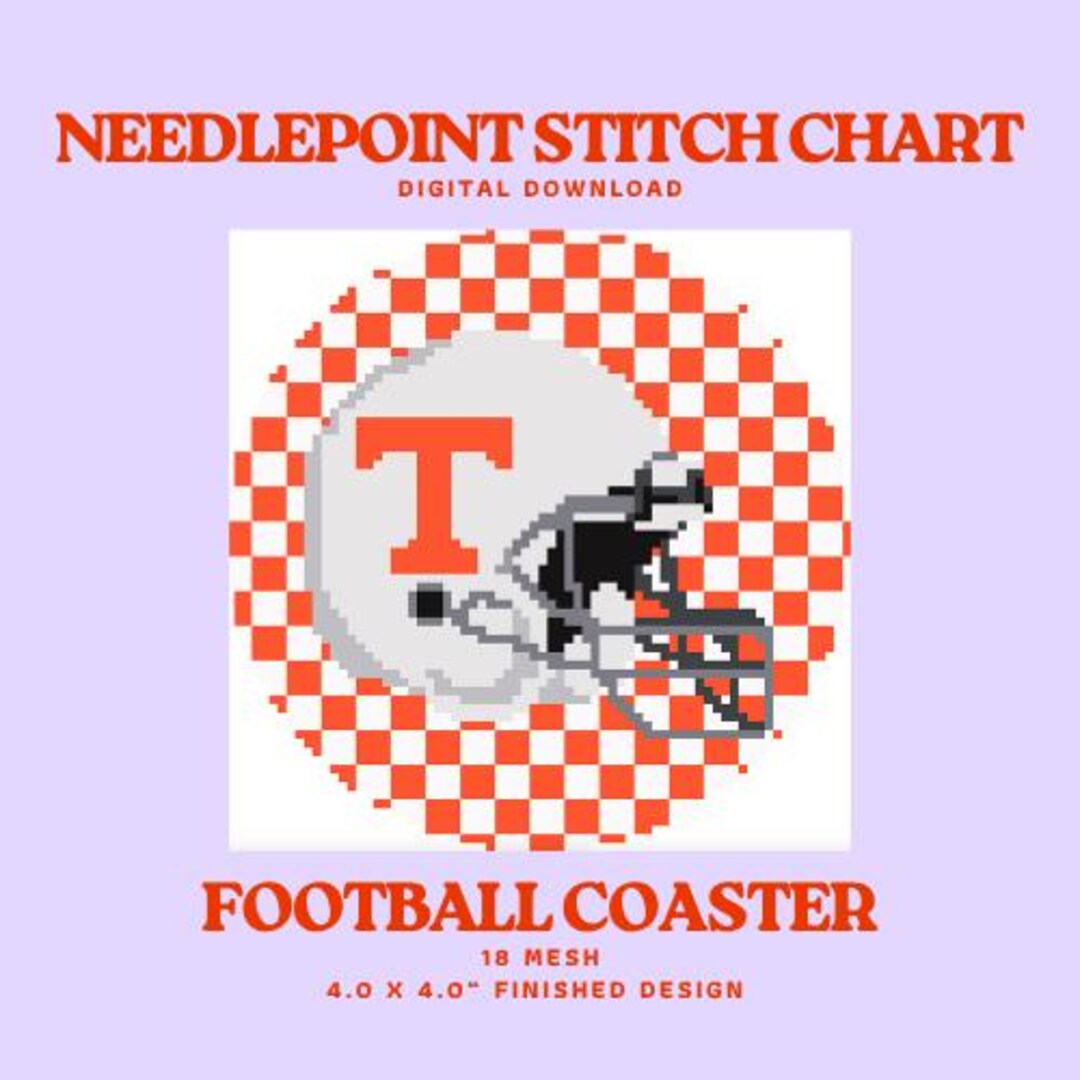 Tennessee Football Needlepoint Chart – Coaster or Ornament (digital ...