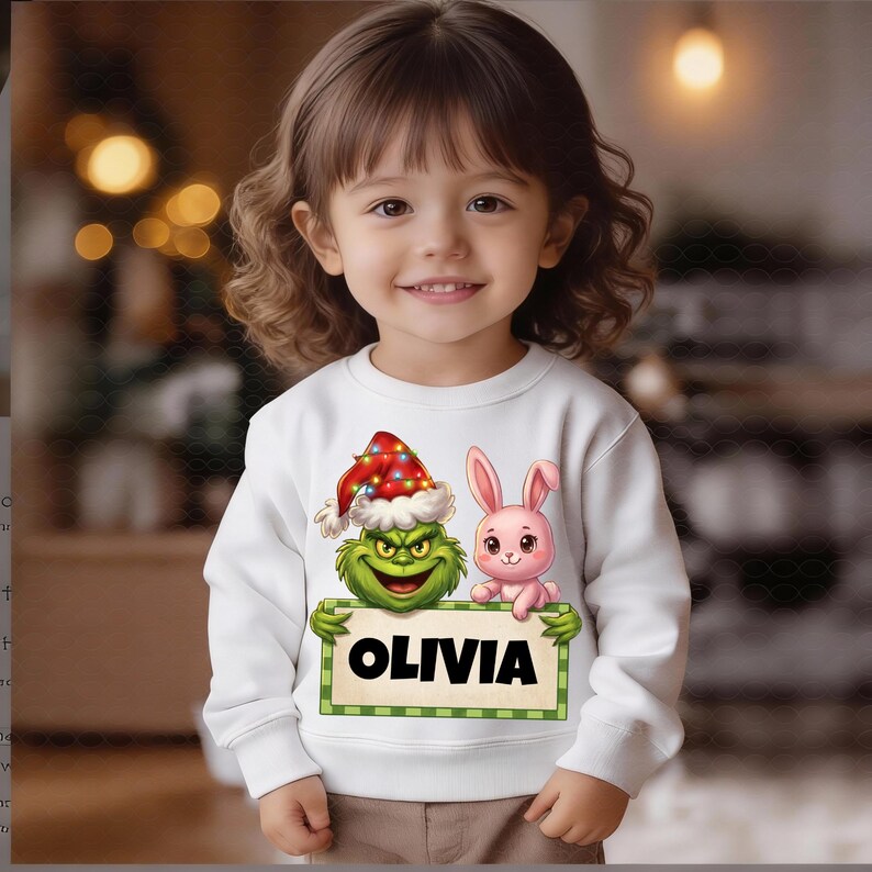 Personalized Name Grinch Bunny Character Design | Custom Holiday ...