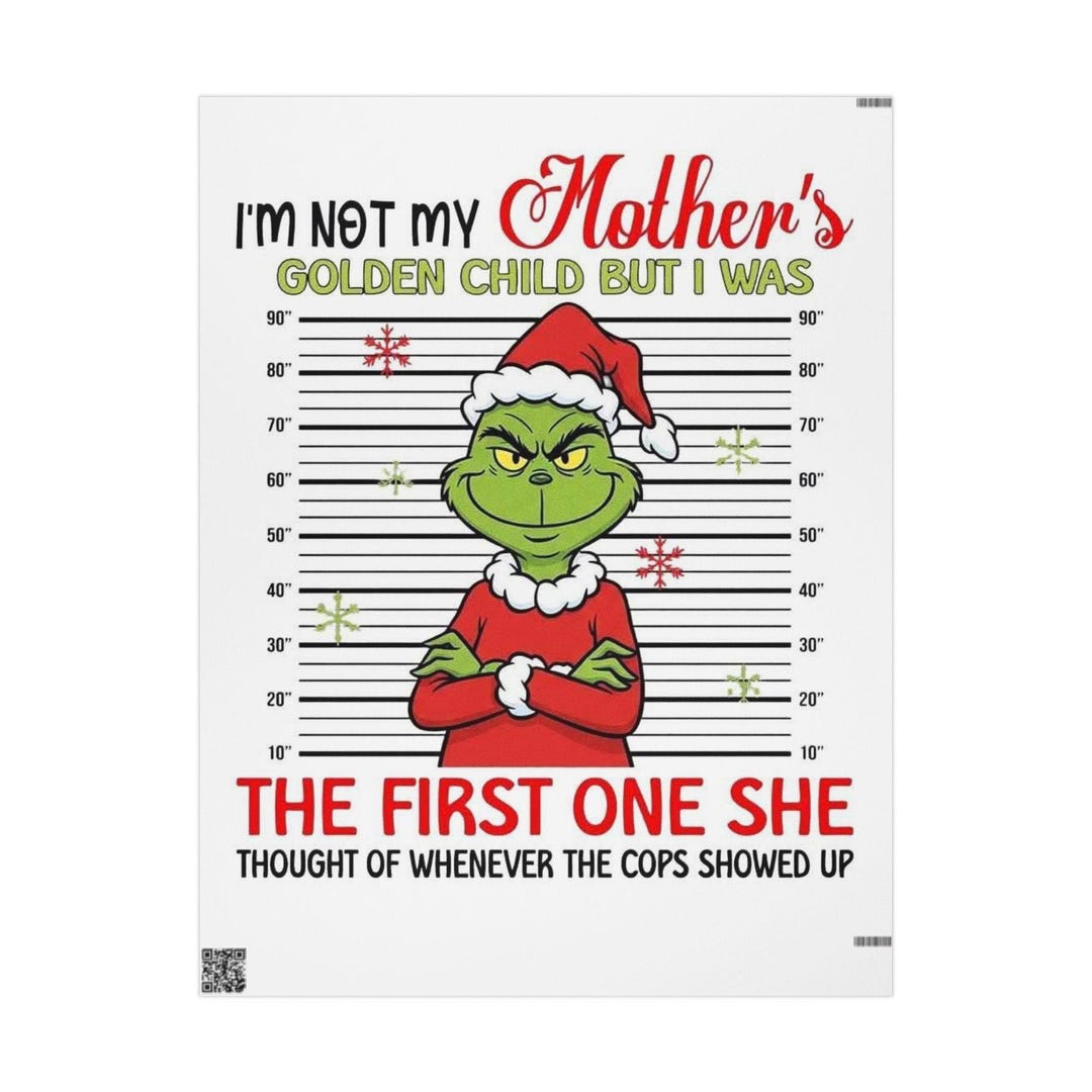 Grinch Mugshot Wrapping Paper | Christmas Holiday Naughty Kid Design ...