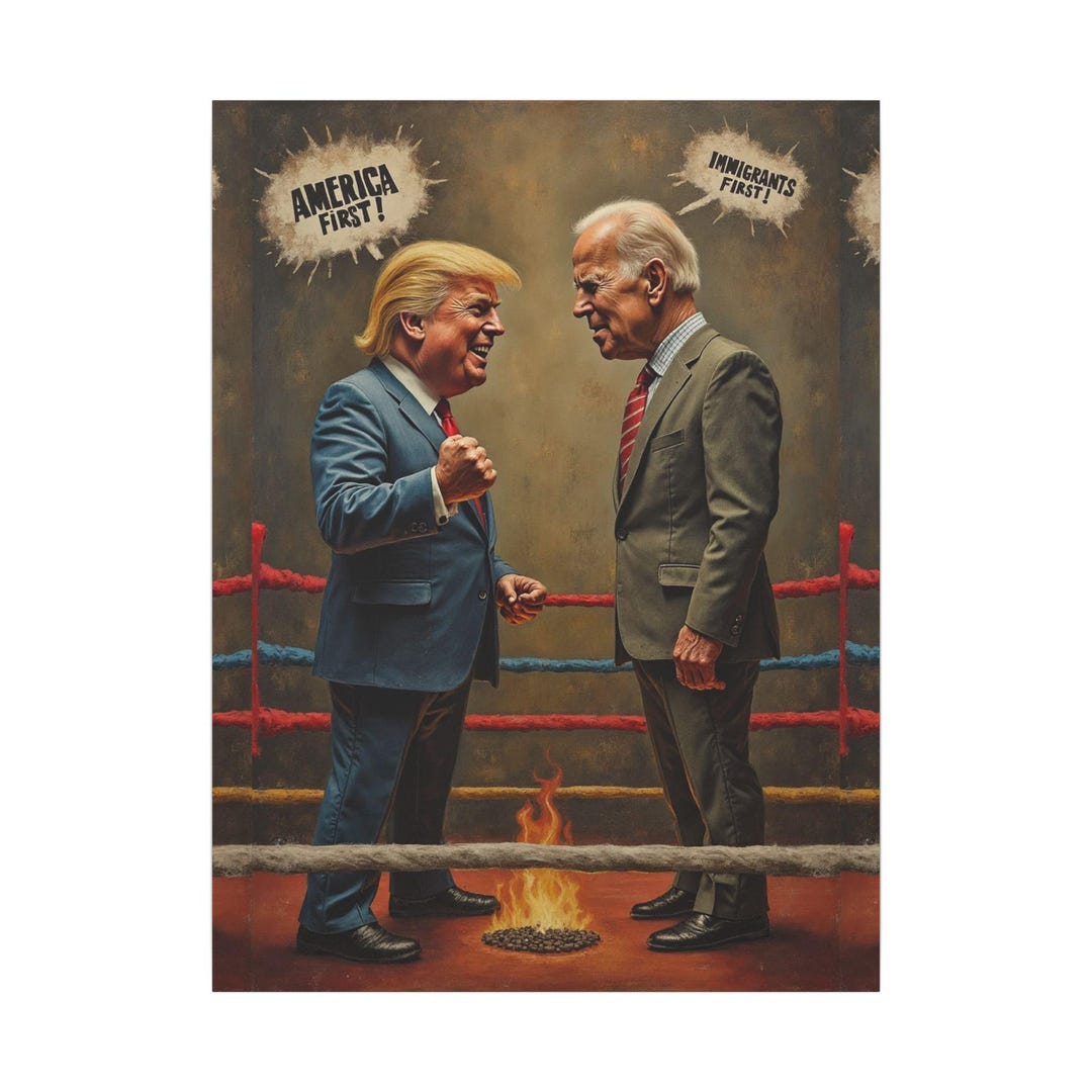 Political Cartoon Face-off Canvas | Stretched Matte Wall Art - Etsy