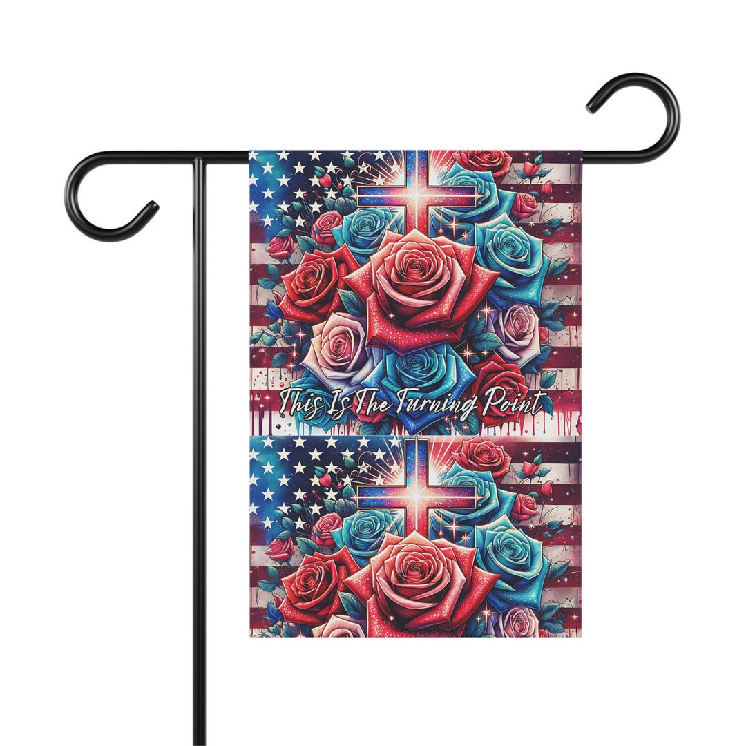 Patriotic Turning Point Roses and Cross Garden Banner | American Flag ...
