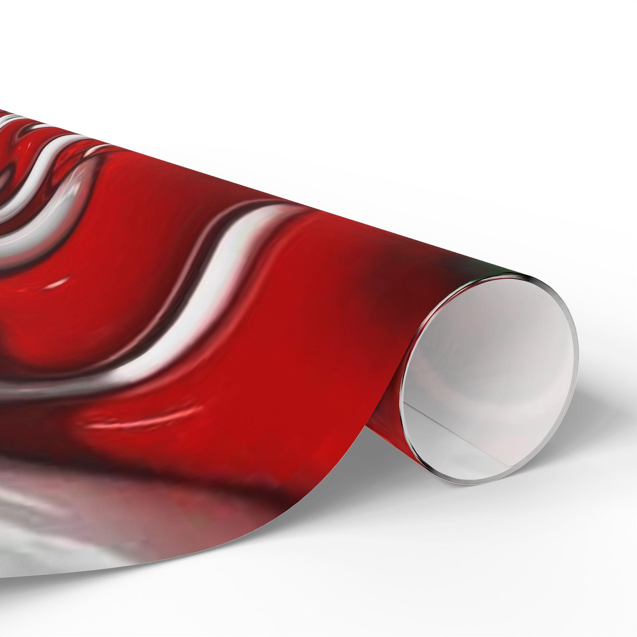 Red Christmas Tree Pattern Wrapping Paper | Holiday Candy & Holly Print ...