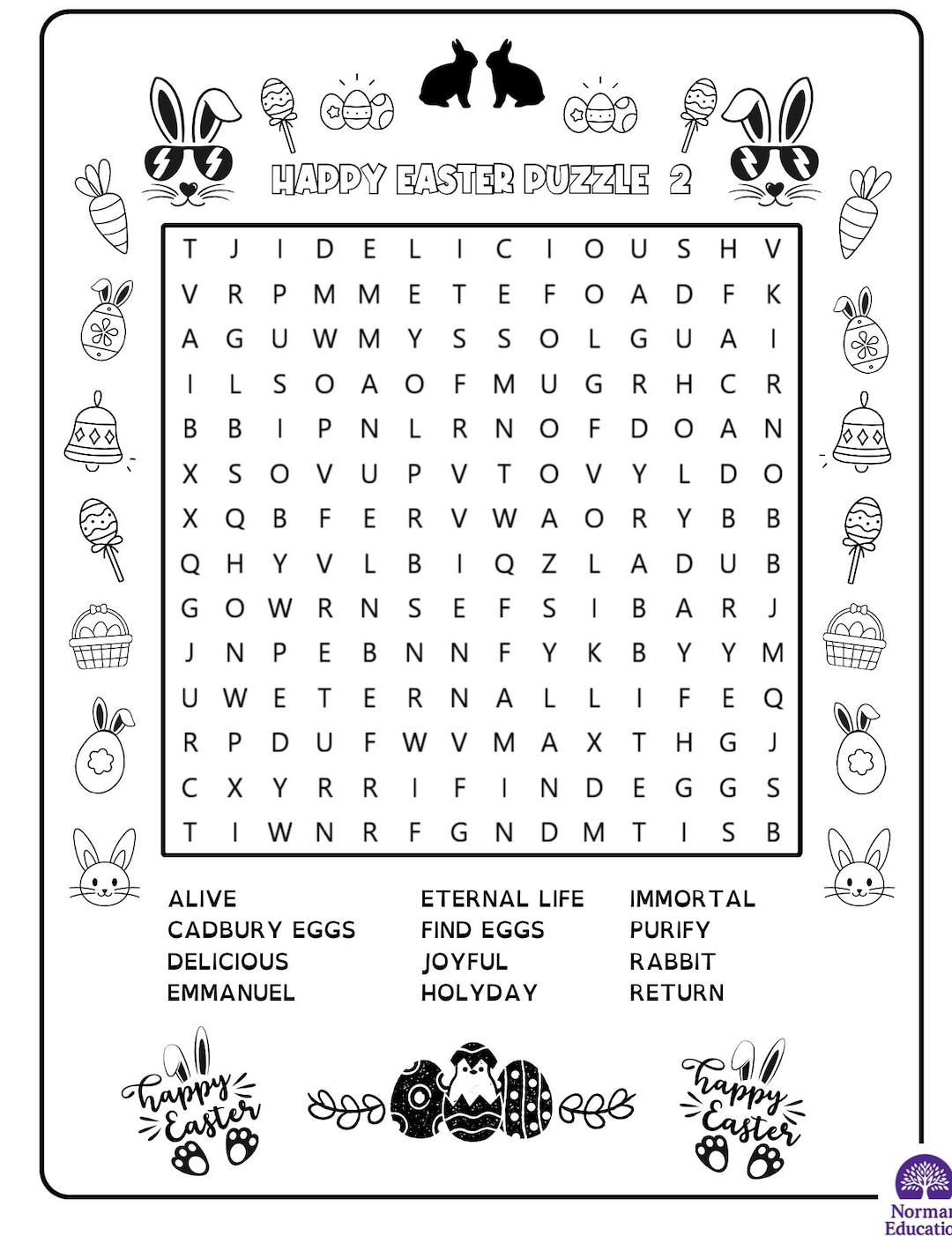Easter Wordsearch and Colouring Pack - Etsy