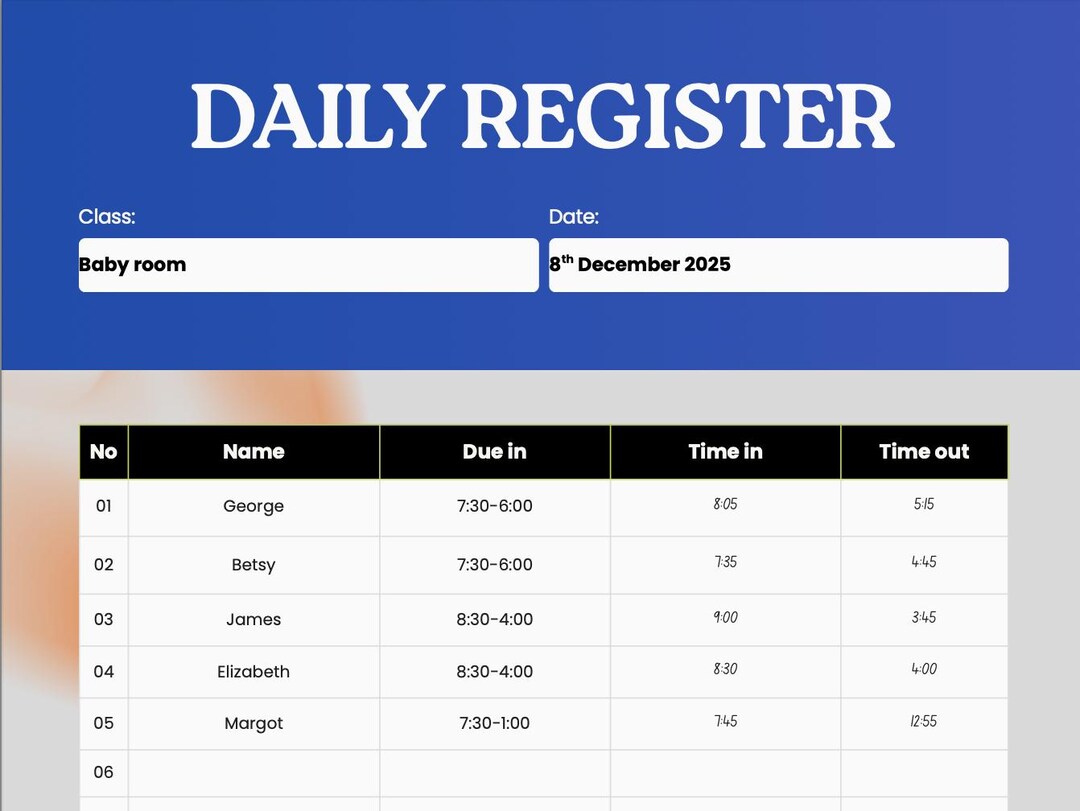 Daily and Weekly Register Templates - Etsy