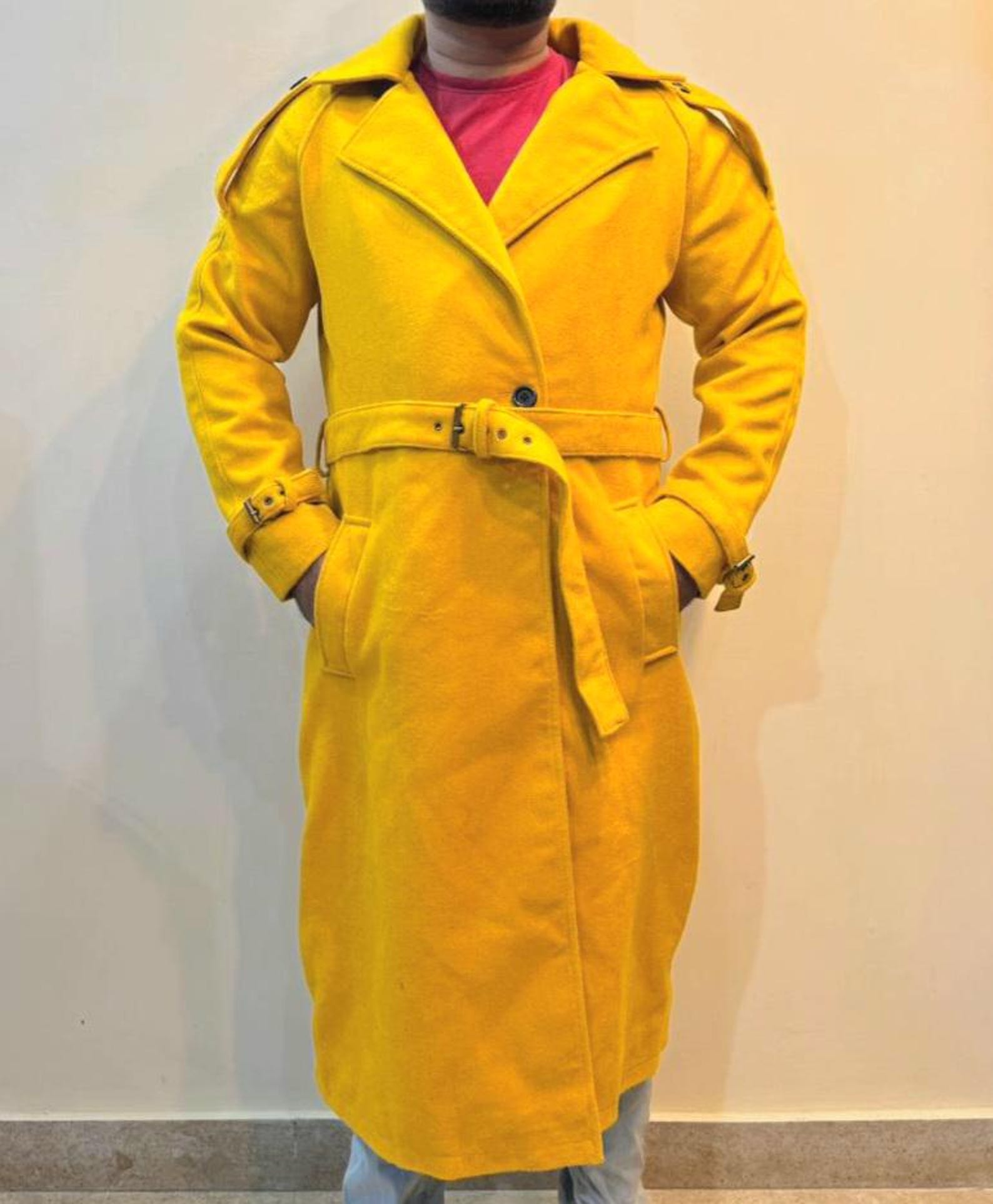 Vintage Mustard Overcoat for Men & Women – Yellow Long Wool Trench Coat ...