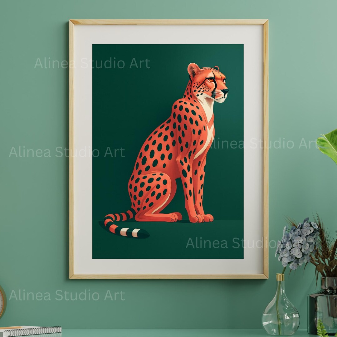 Modern Cheetah Art Print – Minimalist Safari Illustration (digital ...