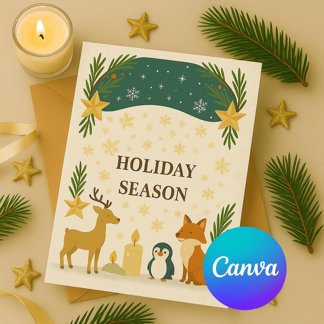 Holiday Season Canva Template | Winter Party Invite | Festive Digital ...