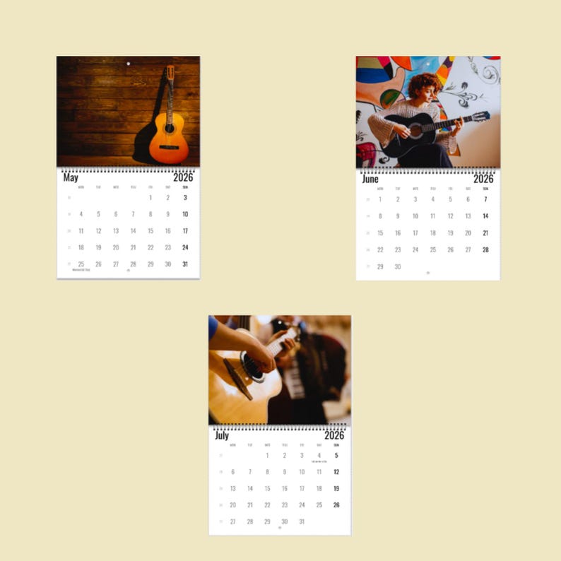 Guitar Wall Calendar 2026 - Etsy