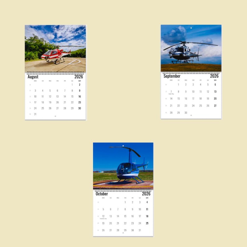 Helicopter Wall Calendar 2026 - Etsy