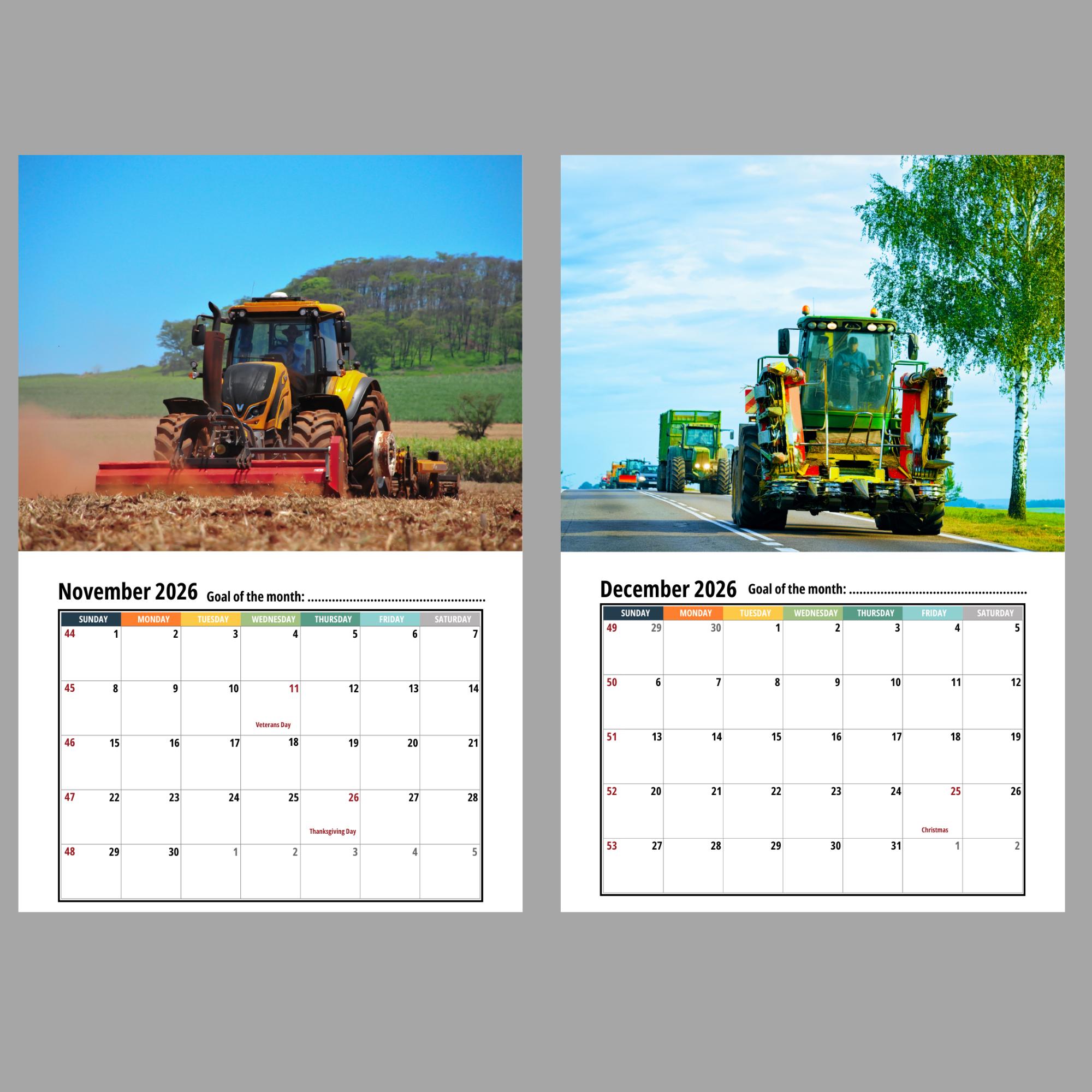 Tractor Wall Calendar 2026 - Etsy
