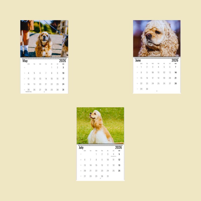 American Cocker Spaniel Wall Calendar 2026 - Etsy