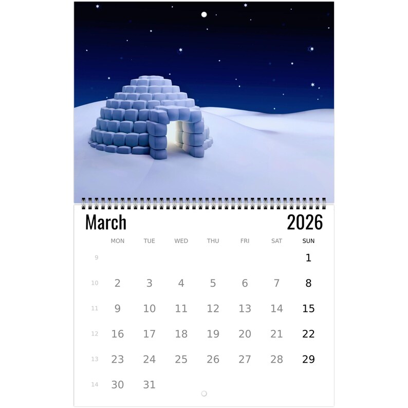 Igloo Wall Calendar 2026 - Etsy