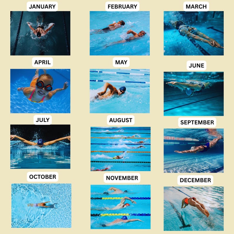 Swimming Wall Calendar 2026 - Etsy