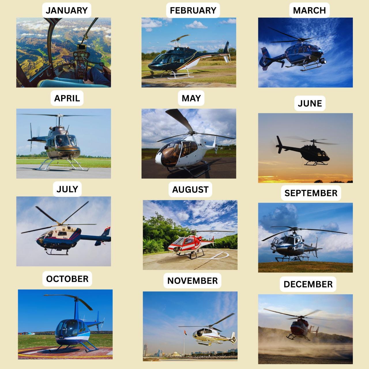 Helicopter Wall Calendar 2026 - Etsy
