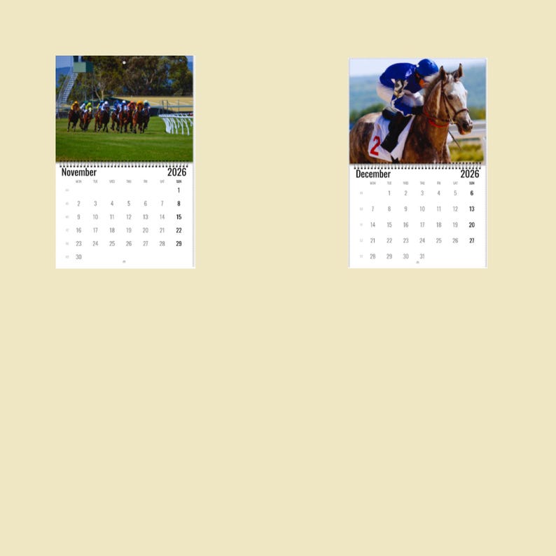 Horse Racing Wall Calendar 2026 - Etsy