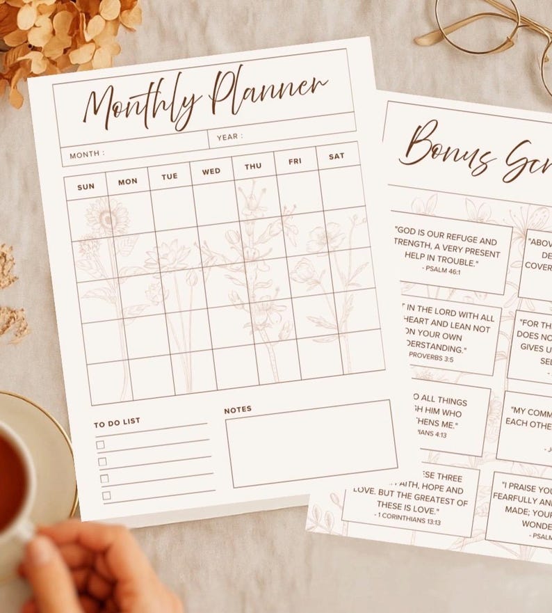 Christian Monthly Planner Printable | Undated Faith Planner for Women ...