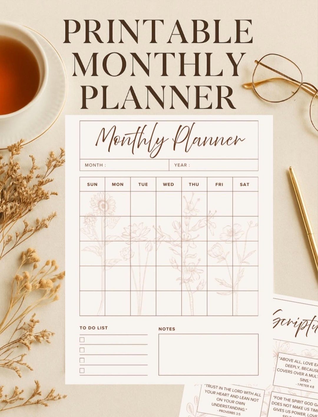 Christian Monthly Planner Printable | Undated Faith Planner for Women ...