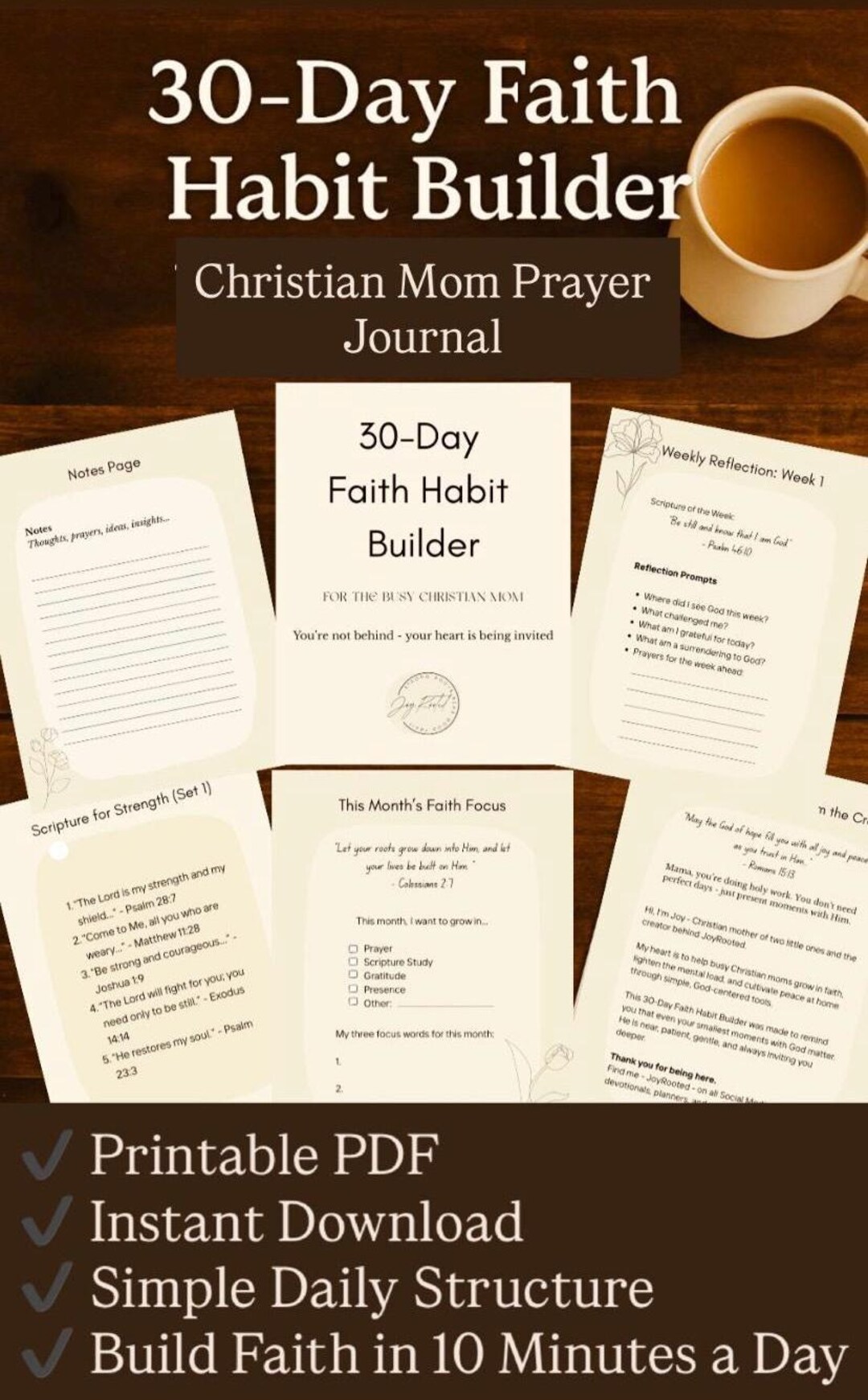 30 Day Faith Habit Builder Printable | Christian Mom Prayer Journal ...