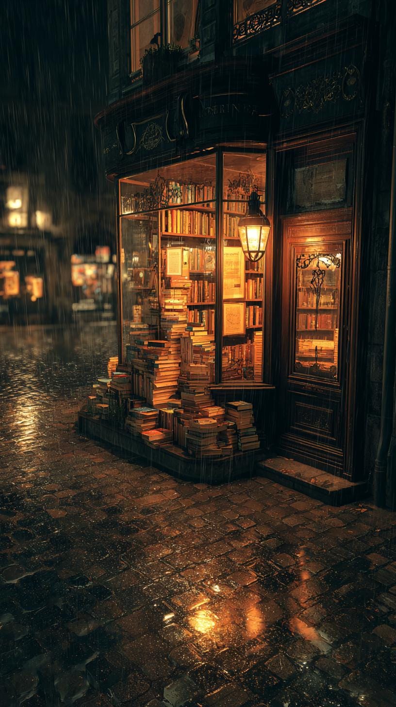 Rainy Night Bookshop Phone Wallpaper – Dark Academia (digital Download ...