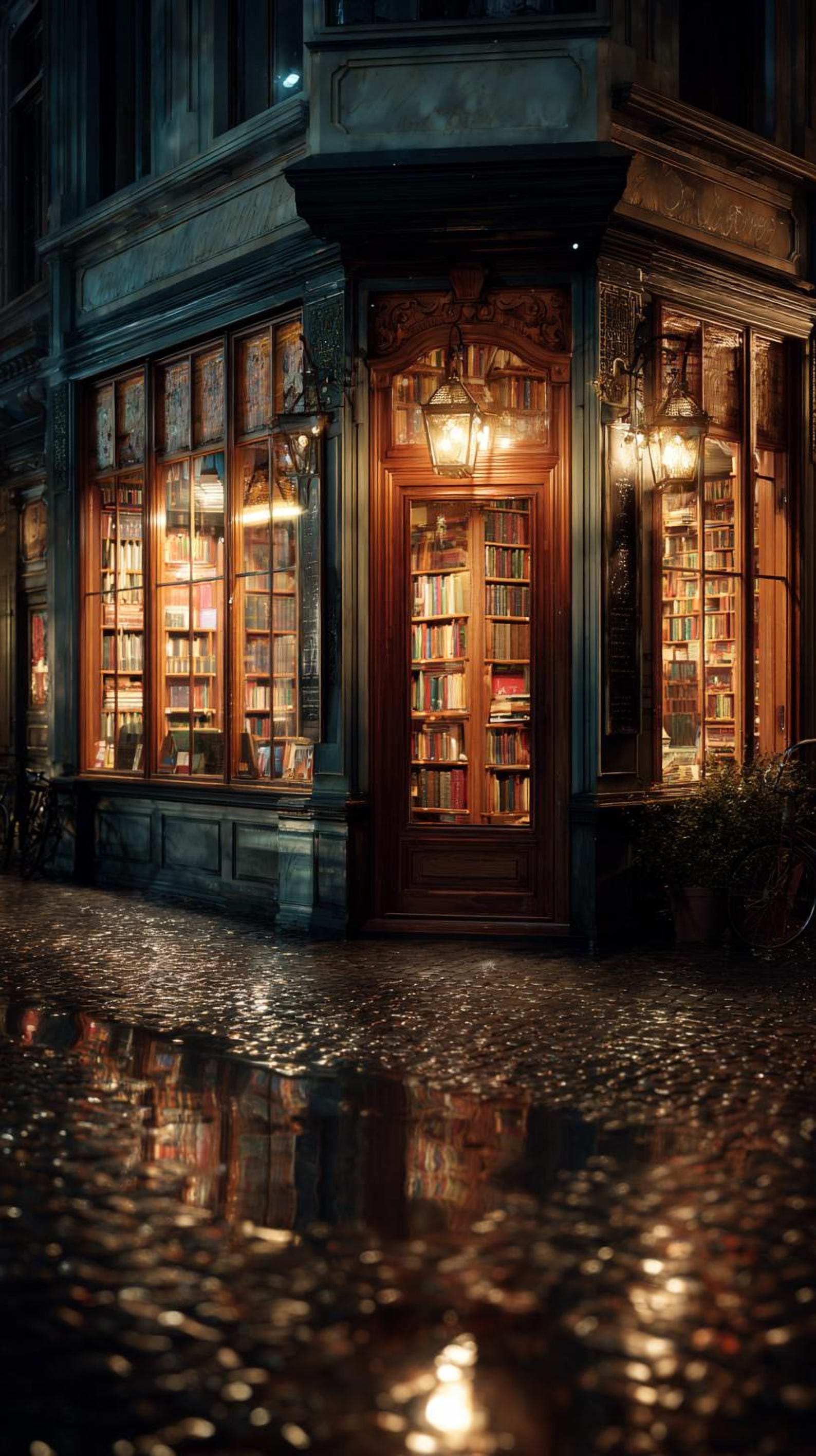 Rainy Night Bookshop Phone Wallpaper – Dark Academia (digital Download ...