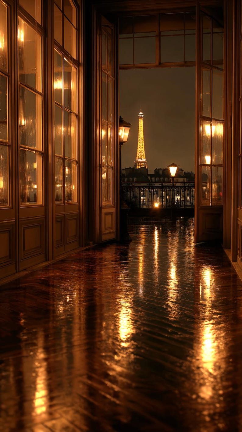 Rainy Paris Balcony Wallpaper With Eiffel Tower | Cozy Night Window ...