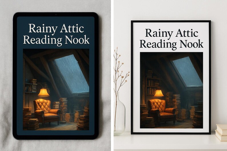Cozy Attic Study Phone Wallpaper Set • Rainy Window Reading Nook • Warm ...