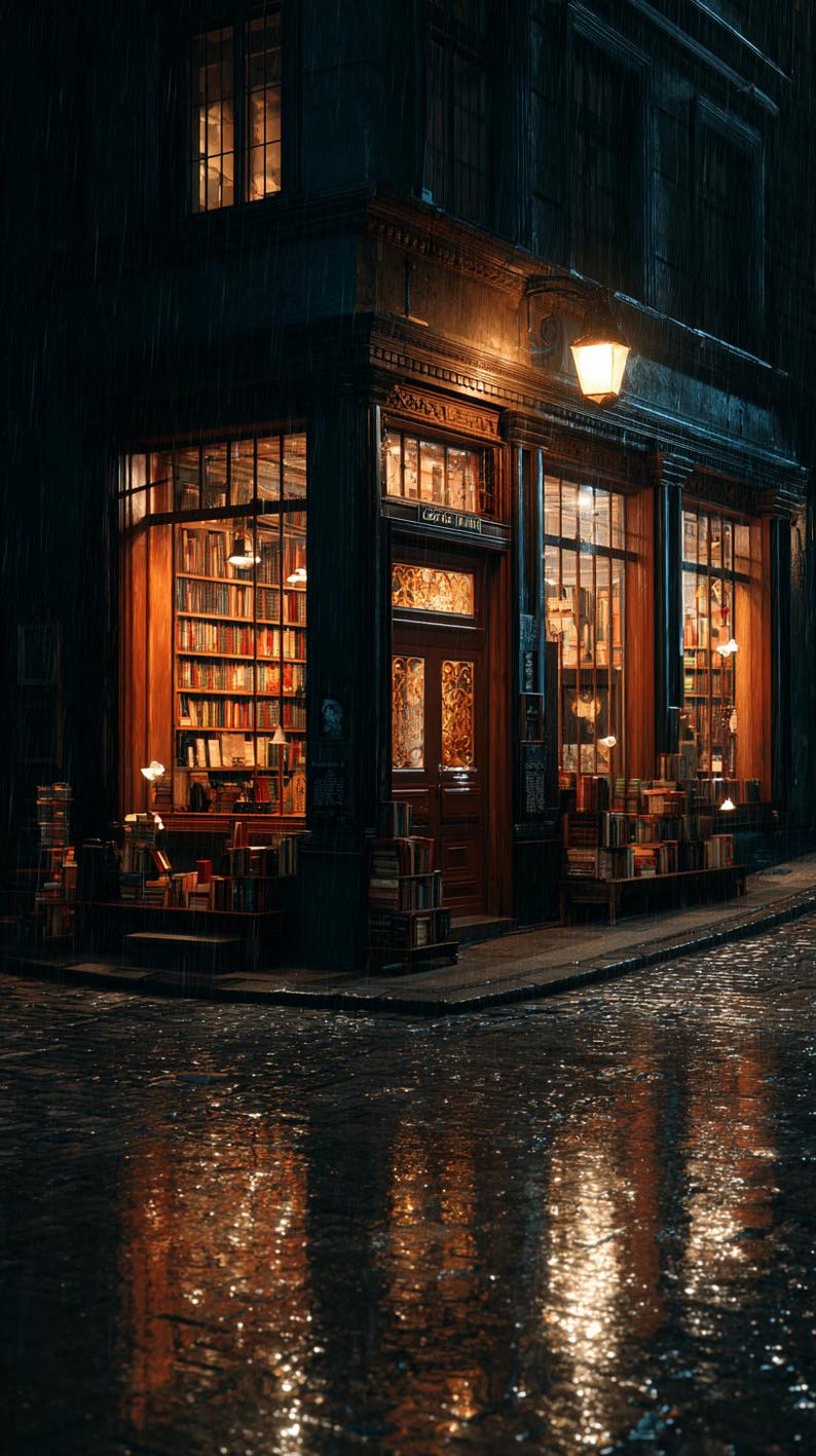 Rainy Night Bookshop Phone Wallpaper – Dark Academia (digital Download ...