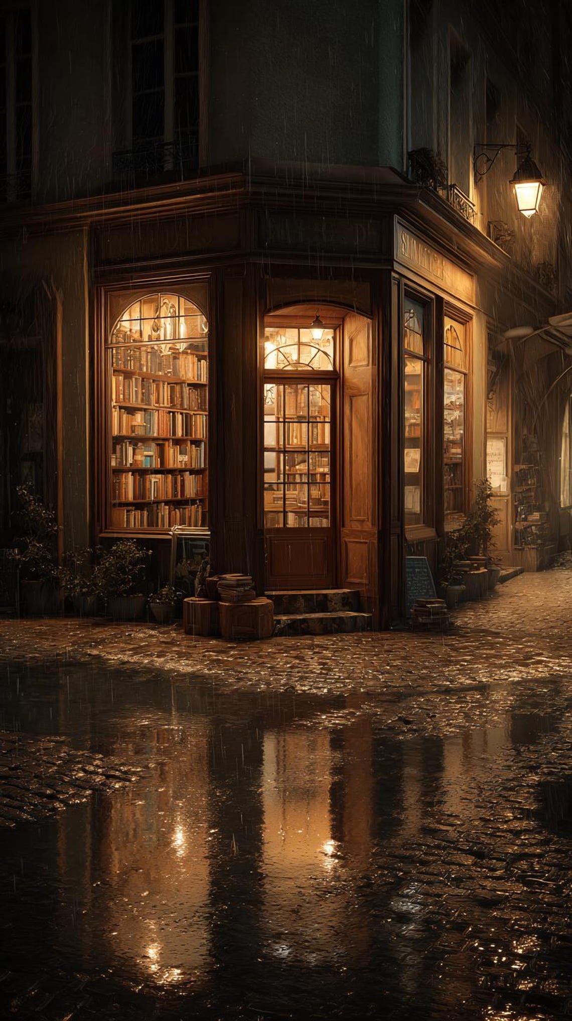 Rainy Night Bookshop Phone Wallpaper – Dark Academia (digital Download ...