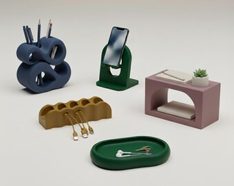 5 Desk Organizer STL Files Bundle | 3D Print Office Organizer | Modern ...