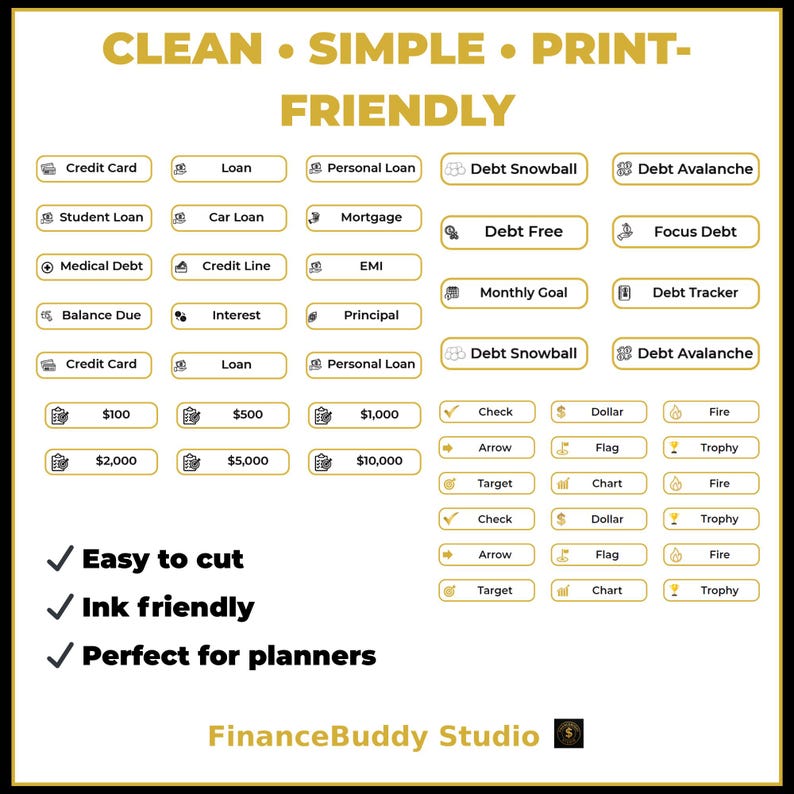 Debt Payoff Stickers Printable | 250+ Budget & Goal Tracker Stickers ...