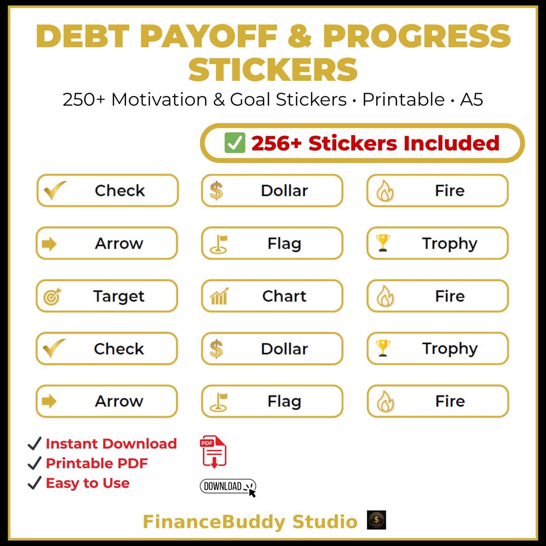 Debt Payoff Stickers Printable | 250+ Budget & Goal Tracker Stickers ...