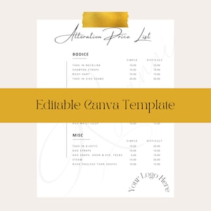 Alteration and Tailoring Price List Alteration Price List - Etsy