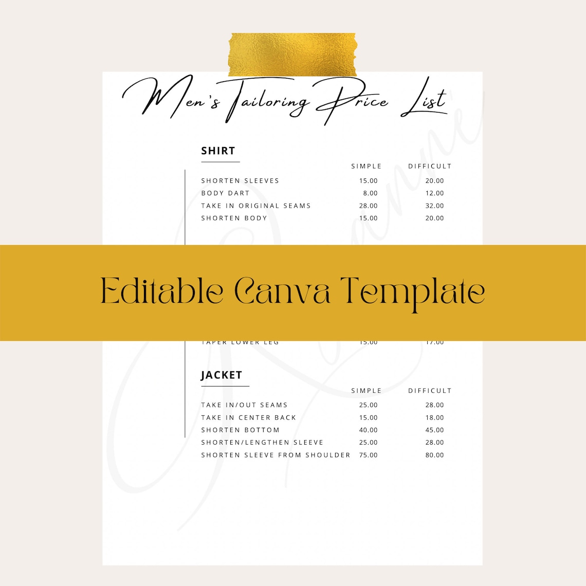 Alteration and Tailoring Price List Alteration Price List - Etsy