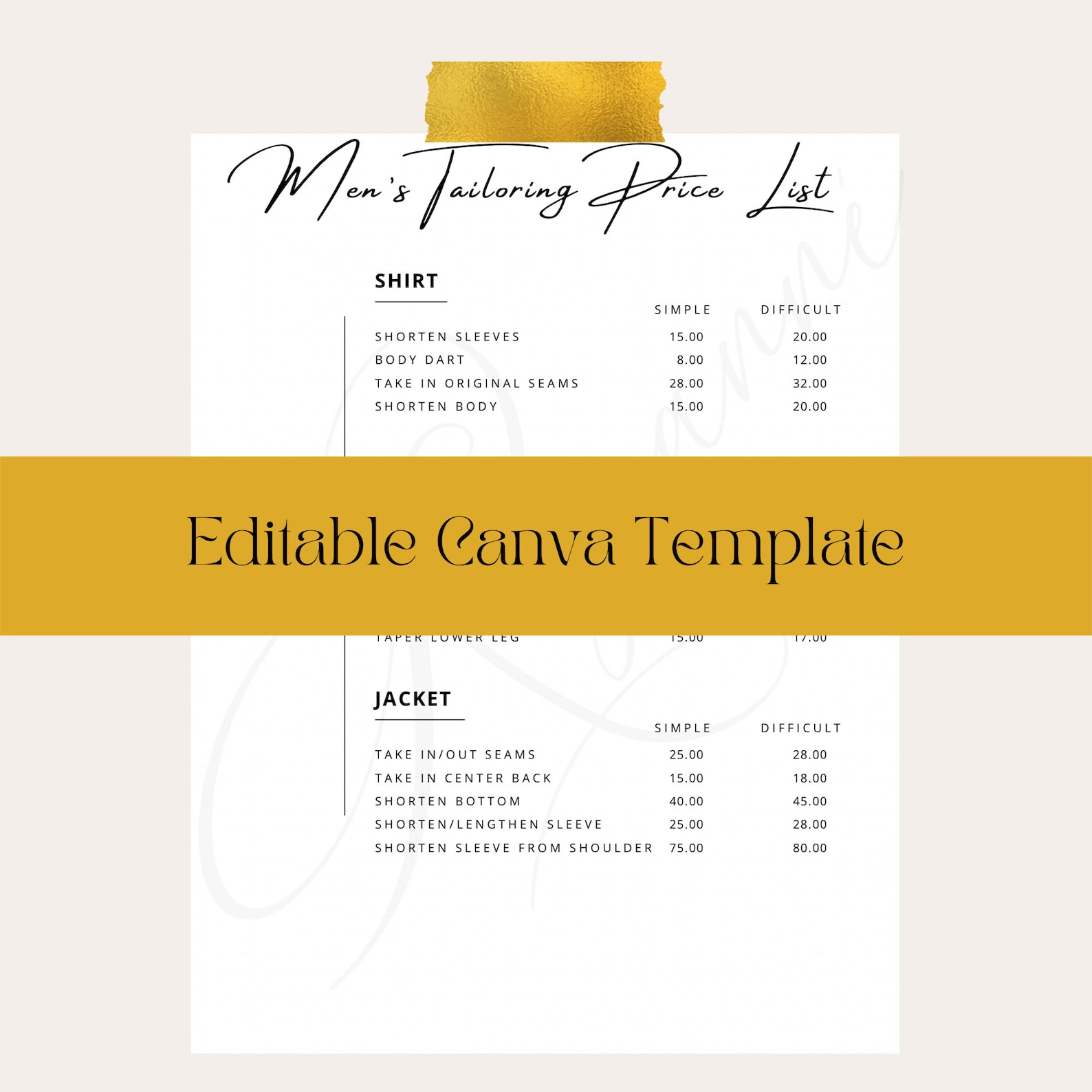 Alteration and Tailoring Price List Alteration Price List - Etsy