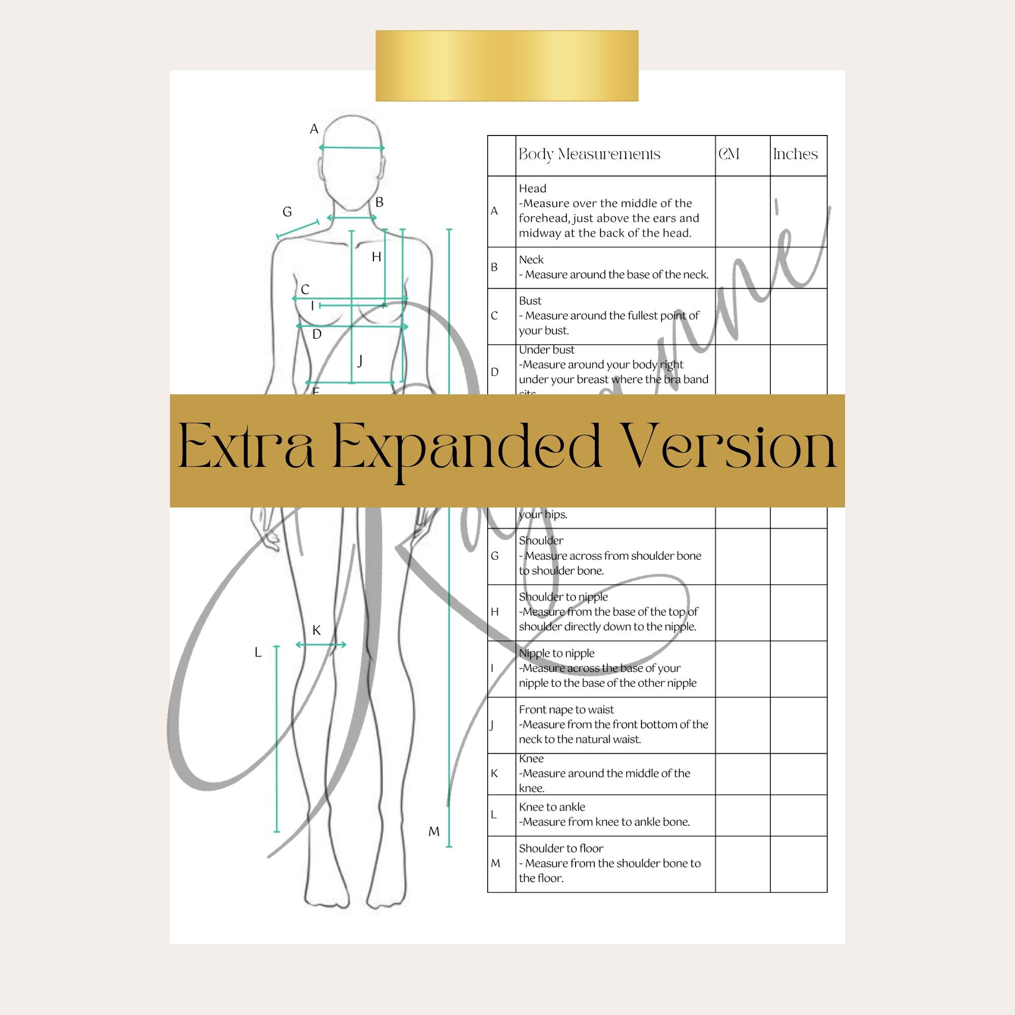 Sewing Body Measurement Guide for Fashion Design (extra Expanded) (PDF ...