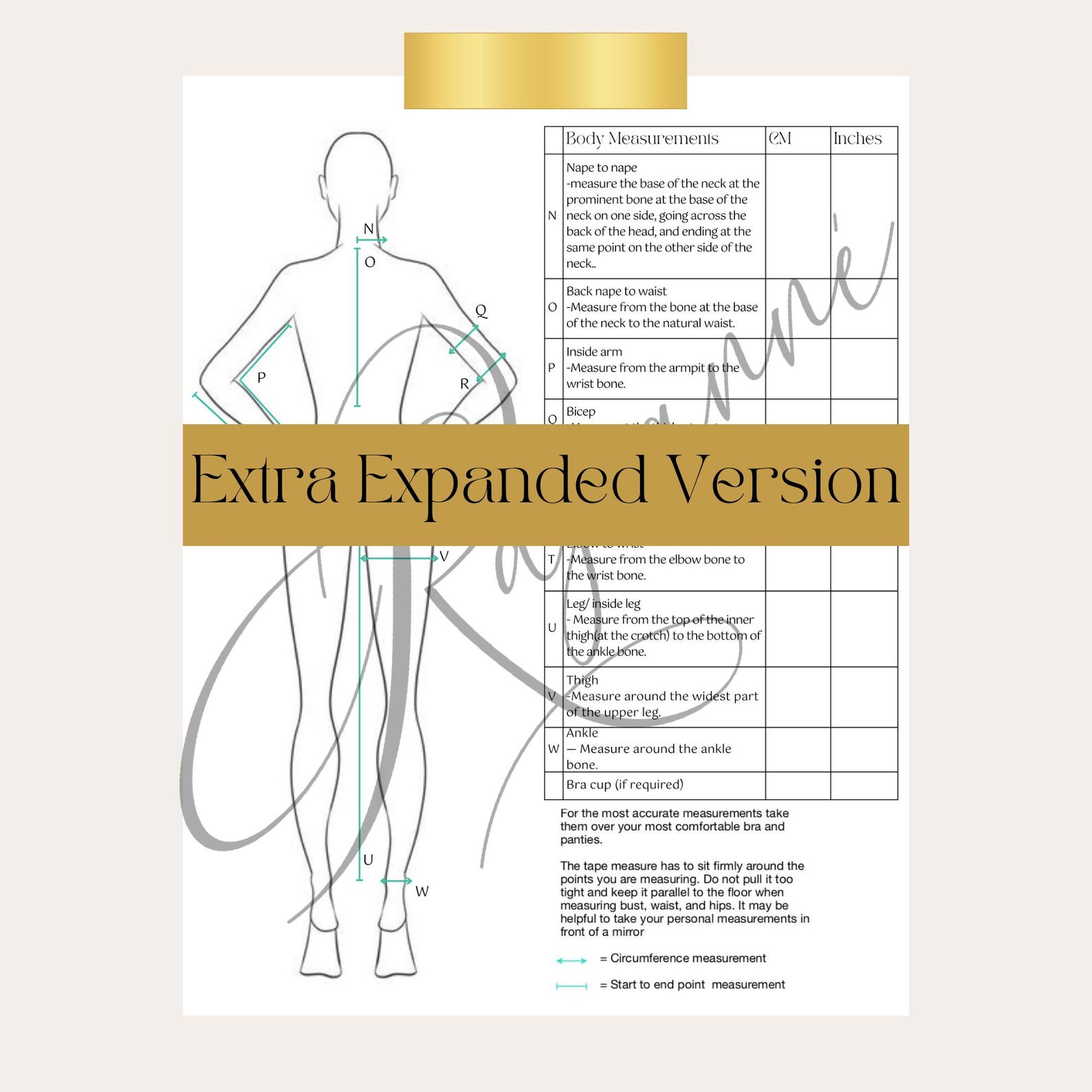 Sewing Body Measurement Guide for Fashion Design (extra Expanded) (PDF ...