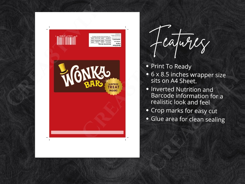 Digital PDF Wonka Chocolate Bar Wrapper & Golden Ticket Bundle | Canva ...