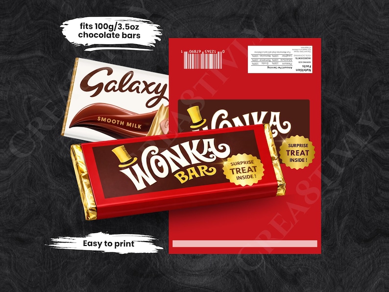 Digital PDF Wonka Chocolate Bar Wrapper & Golden Ticket Bundle | Canva ...