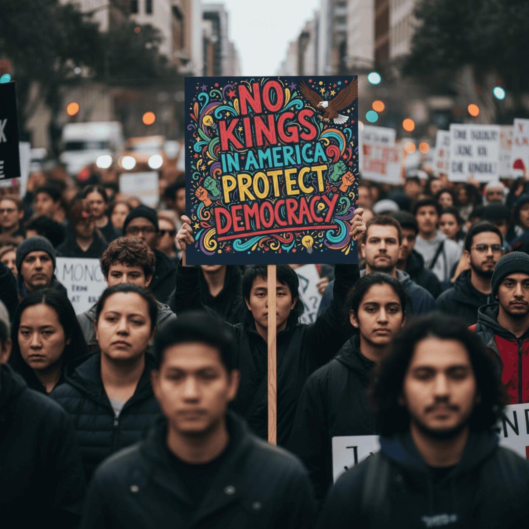 No Kings in America Printable Protest Sign | Protect Democracy Poster ...