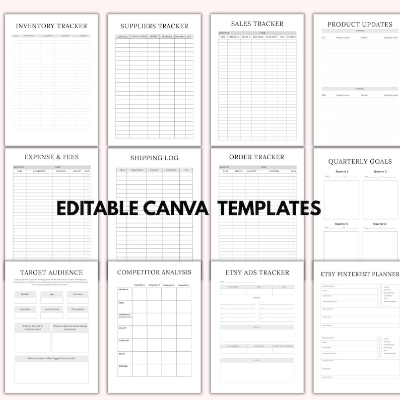 Etsy Shop Planner Canva Template: Editable Business Organizer - Etsy