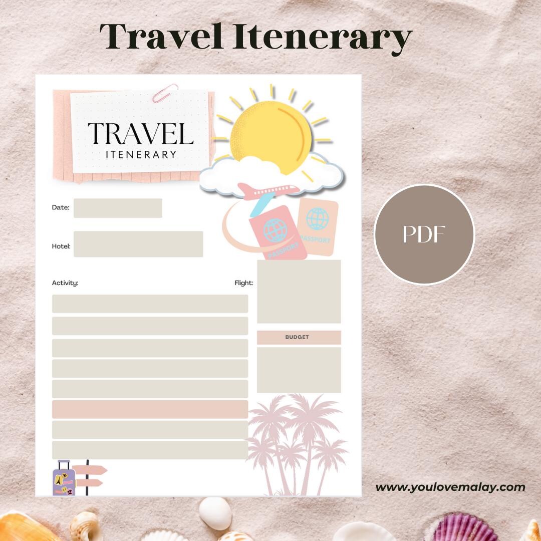 Travel Planner Printable PDF | Itinerary Template for Vacation & Trips ...