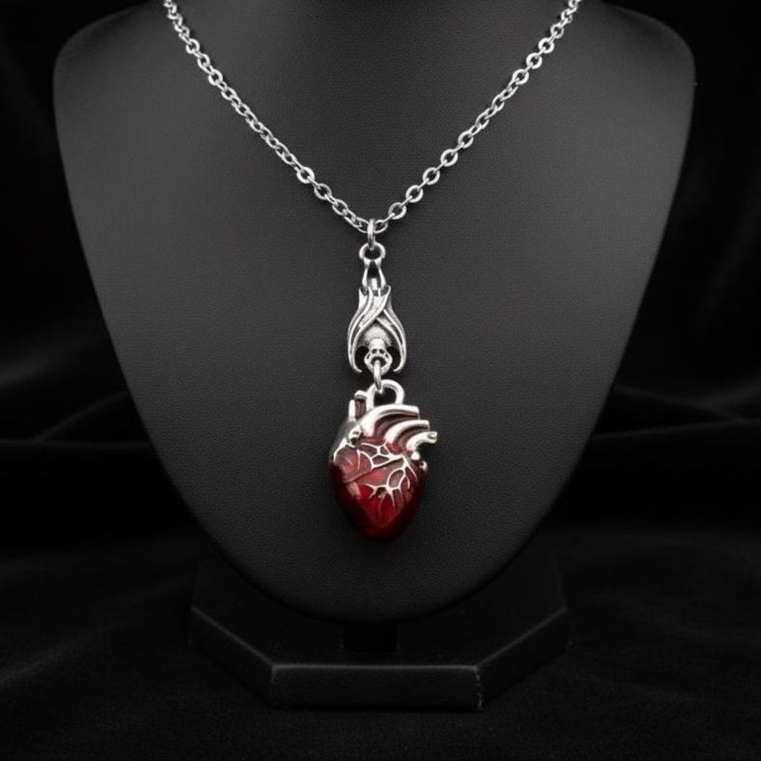 Gothic Anatomical Heart Necklace, Dark Goth Pendant for Women, Vampire ...