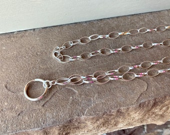 Sterling Silver Sturdy Chain ID Badge Lanyard Medium Twisted | Etsy