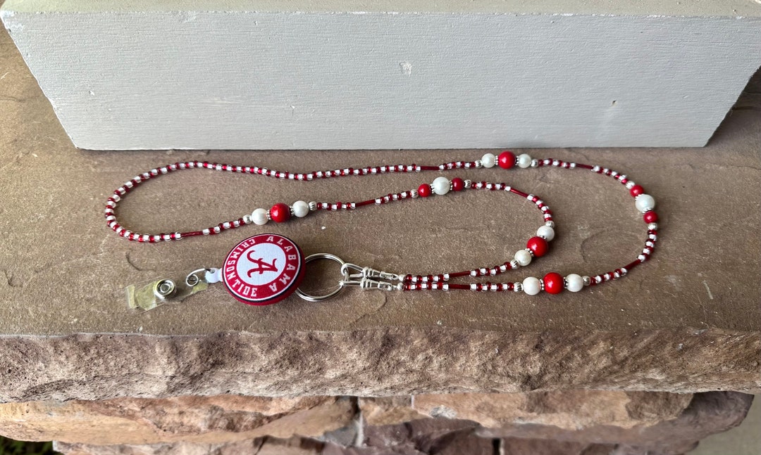 Alabama Crimson Tide Beaded Lanyard With Retractable Badge Reel - Etsy
