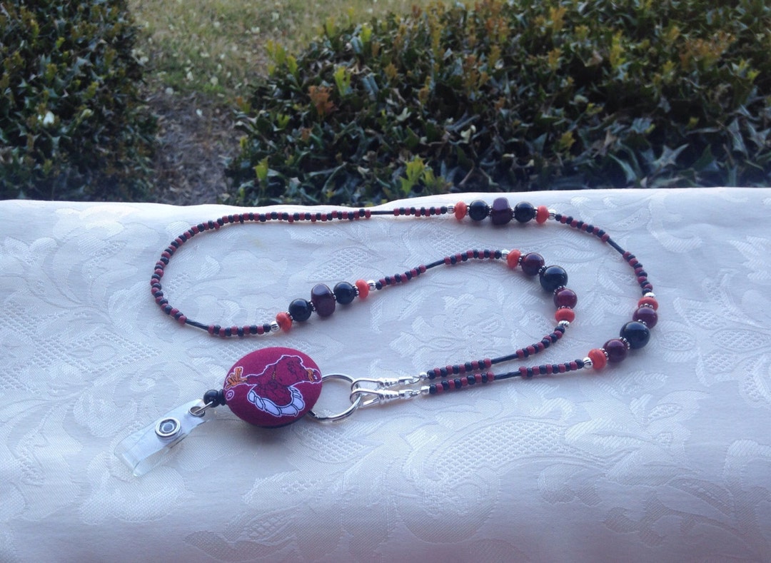 Virginia Tech Hokies Beaded Lanyard With Retractable Badge - Etsy