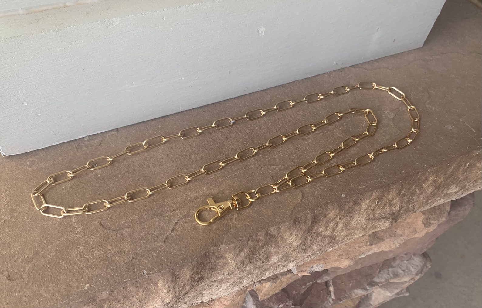 Gold Paperclip Chain Lanyard for ID Badge - Etsy