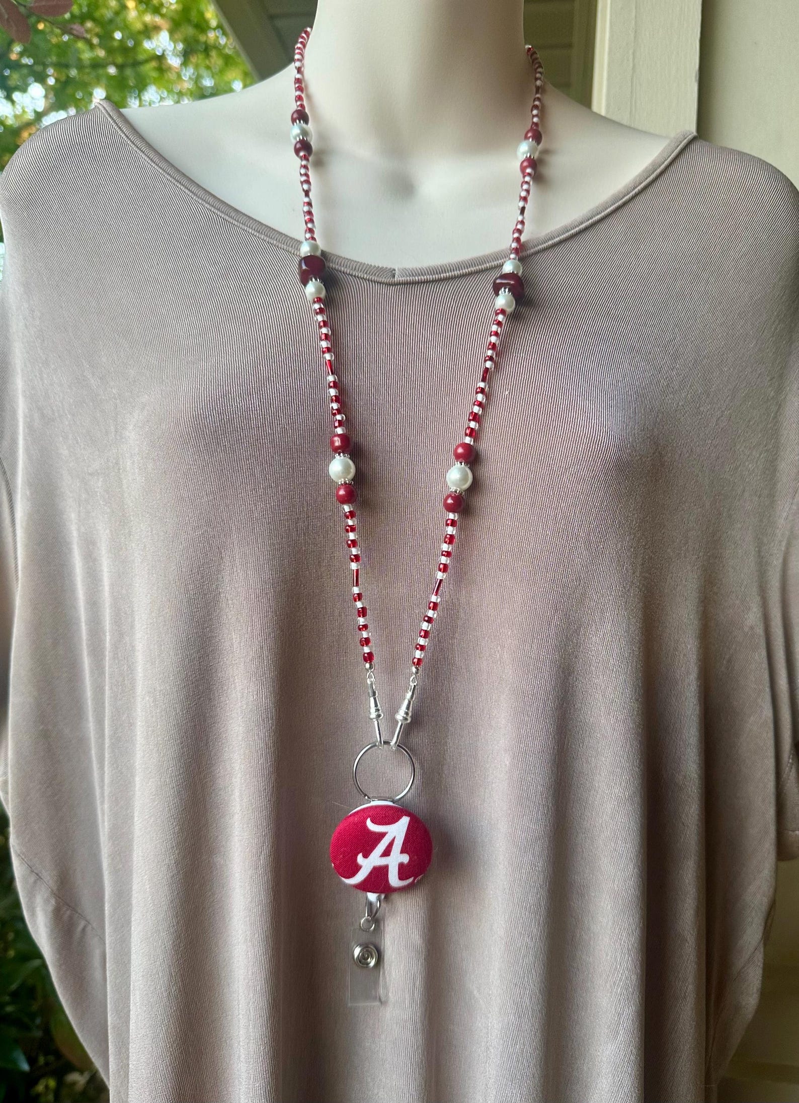 Alabama Beaded Lanyard Crimson Tide ID Badge Holder - Etsy