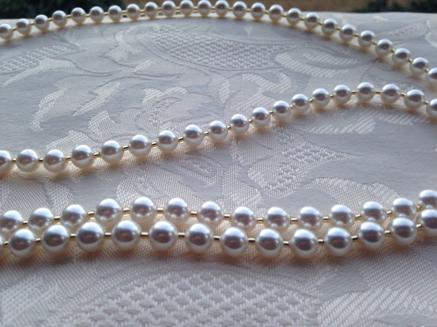 White Austrian Crystal Pearl ID Badge Lanyard Pearl Beaded - Etsy